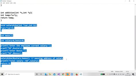 passing pointers in function c language youtube
