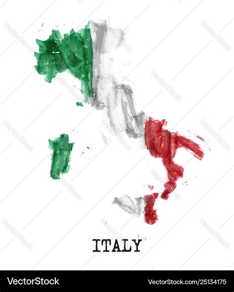 Italy Flag Watercolor Painting Design Country Vector Image