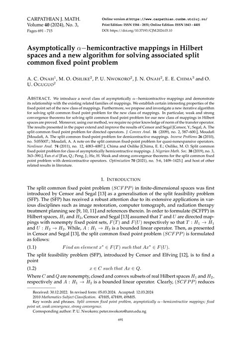 asymptotically α hemicontractive mappings in hilbert spaces and a new algorithm for solving