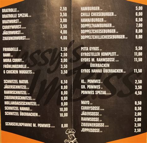Menu At Jessy S Imbiss Restaurant Inden