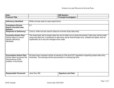 How To Draft A Corrective Action Plan Printable Templates Free