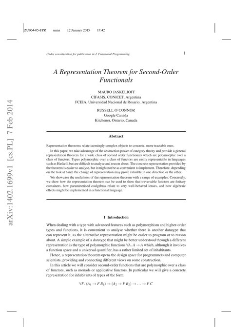 pdf a representation theorem for second order functionals