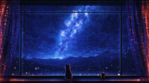 Stargazing Starry Stars Night Sky Anime Scenery 4k HD Wallpaper