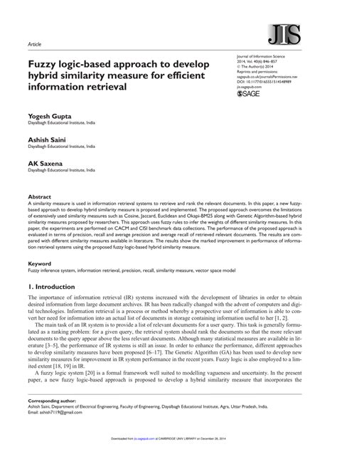 pdf fuzzy logic based approach to develop hybrid similarity measure for efficient information