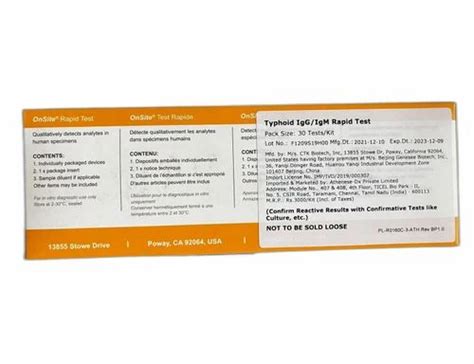 CTK Typhoid IgG IgM Rapid Test At Rs 30 Piece Typhoid Diagnostic Kits