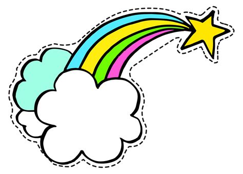 Pegatina Arcoiris Con Nubes Y Estrella Fugaz 17716842 Vector En Vecteezy