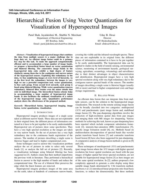 pdf hierarchical fusion using vector quantization for visualization of hyperspectral images