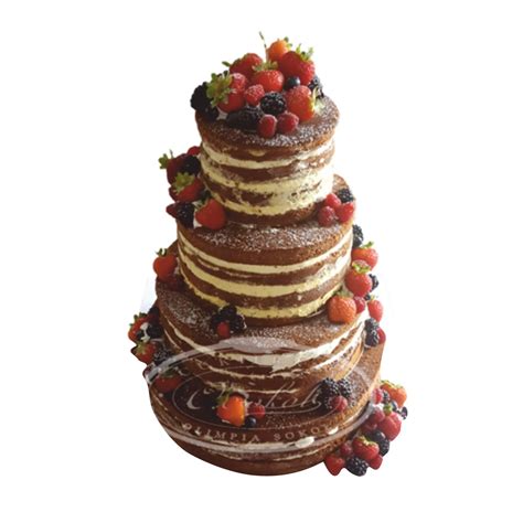 Tort weselny piętrowy wzór Nc06 Naked Cake z owocami Cukiernia