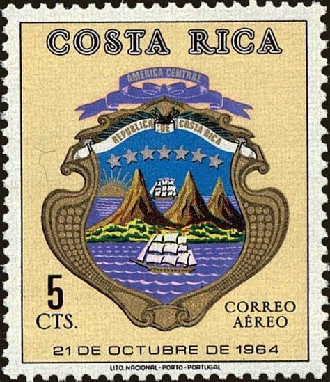 Stamp Arms Of Costa Rica Costa Rica Coat Of Arms Mi Cr
