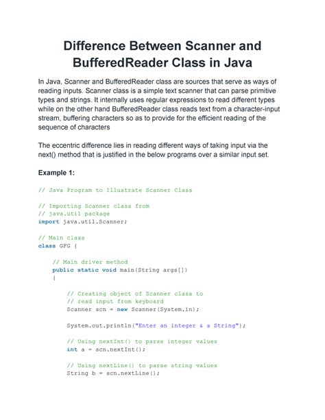 Difference Between Scanner And Buffered Reader Class In Java