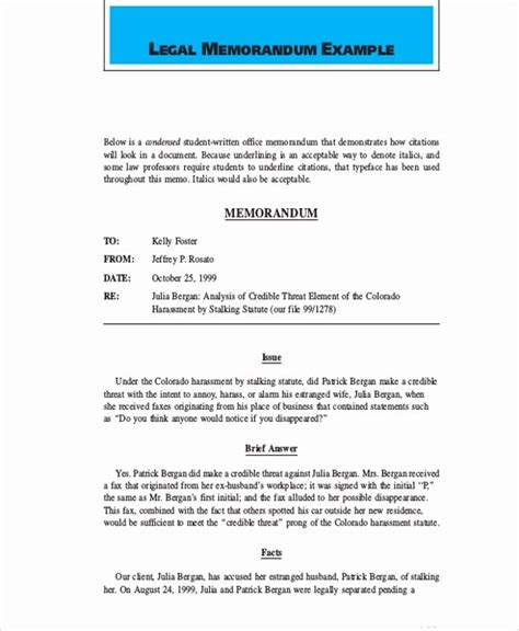 30 Legal Memorandum Sample Example Document Template