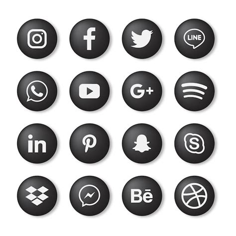 Conjunto De Iconos De Redes Sociales Facebook Twitter Instagram