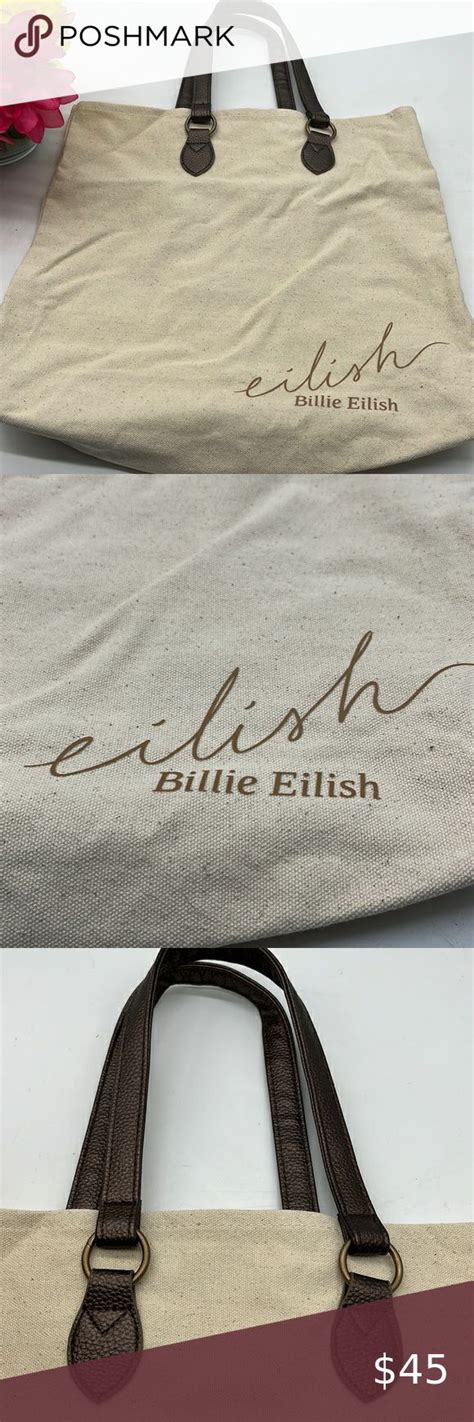 Billie Eilish Canvas Tote Bag Natural Color With Brown Handles In 2022