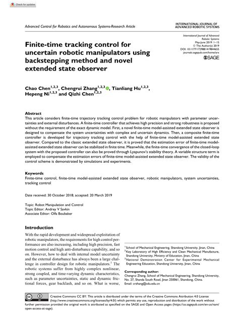 pdf finite time tracking control for uncertain robotic manipulators using backstepping method