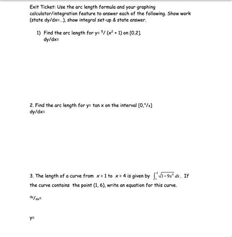 solved exit ticket use the arc length formula and your