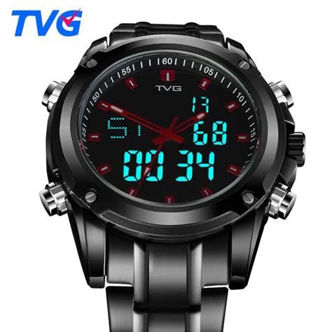 TVG Men Watches Military Sports Dual Display Quartz Watch Men