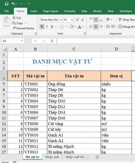 Các bước thiết lập file quản lý kho vật tư bằng Excel Friend vn