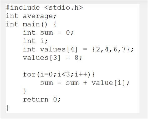 solved include int average int main { int sum 0 int