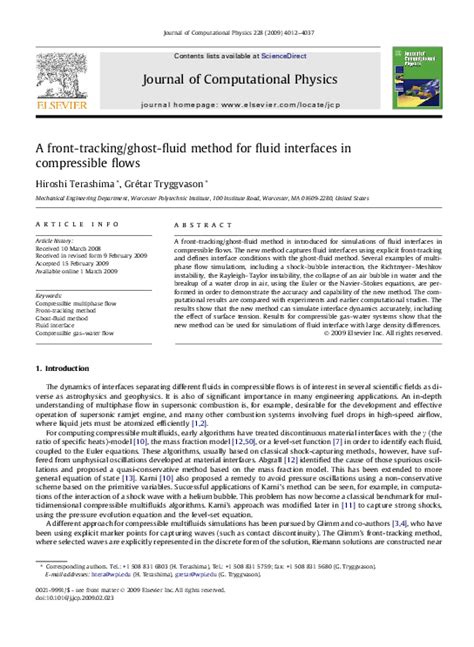 pdf a front tracking ghost fluid method for fluid interfaces in compressible flows grétar
