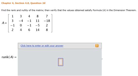 solved find the rank and nullity of the matrix then verify