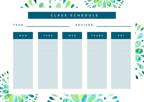 Free Online Class Schedules Design A Custom Class Schedule In Canva