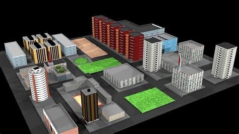 Simple Low Poly City D Model Free Vr Ar Low Poly D Model Cgtrader