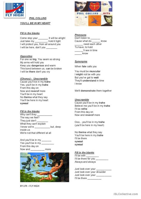 Phil Collins You Ll Be In My Heart English ESL Worksheets Pdf Doc