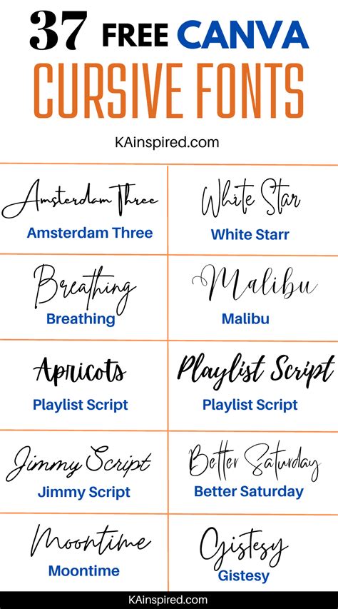 Best Free Canva Cursive Fonts Kainspired