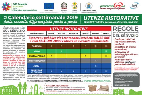 Reggio Calabria Ecco I Nuovi Calendari Di Raccolta Differenziata Porta