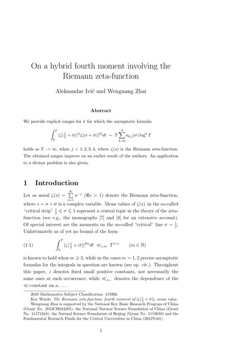 pdf on a hybrid fourth moment involving the riemann zeta function