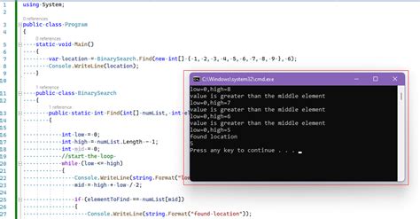 binary search program in c