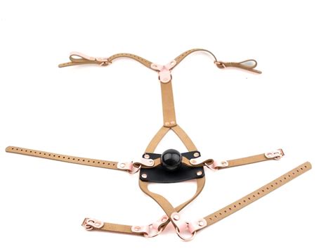 Panel Bondage Ball Gag Rose Gold And Blush Pink Leather Bdsm Etsy