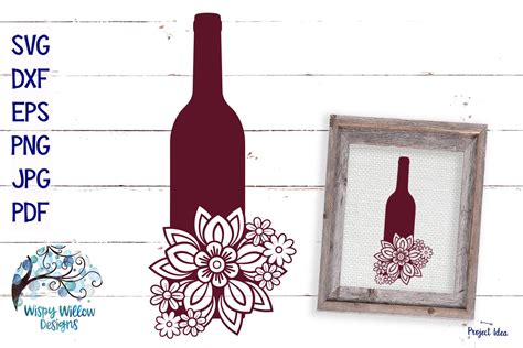 Floral Wine Bottle SVG Wine SVG Cut File 284763 SVGs Design Bundles