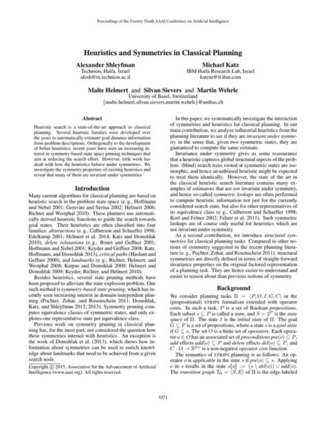 heuristics and symmetries in classical planning alexander shleyfman michael katz