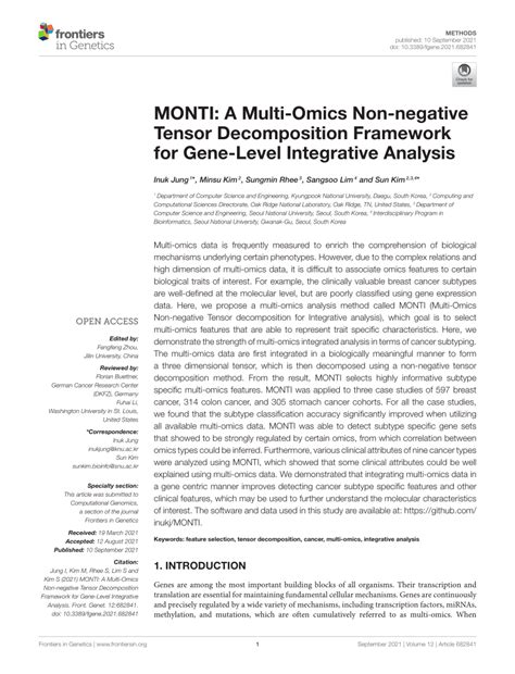 pdf monti a multi omics non negative tensor decomposition framework for gene level