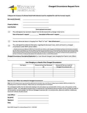 Fillable Online Changed Circumstance Request Form Wintrustmortgage