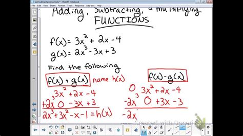 37a adding subtracting and multiplying functions youtube