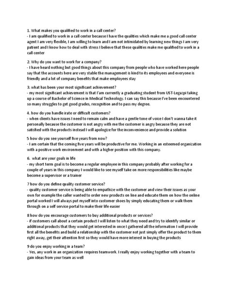 interview questions pdf senses customer