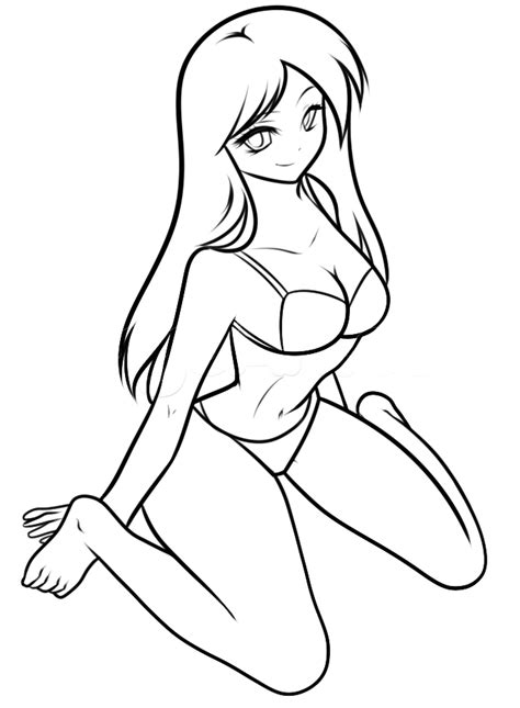 Cute Anime Girl Lineart White BG By DawnieDA On DeviantArt