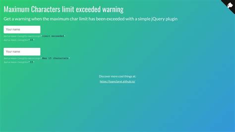 characters limit exceeded warning with a simple jquery plugin