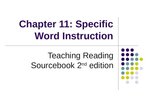 PPT Chapter 11 Specific Word Instruction Teaching Reading Sourcebook