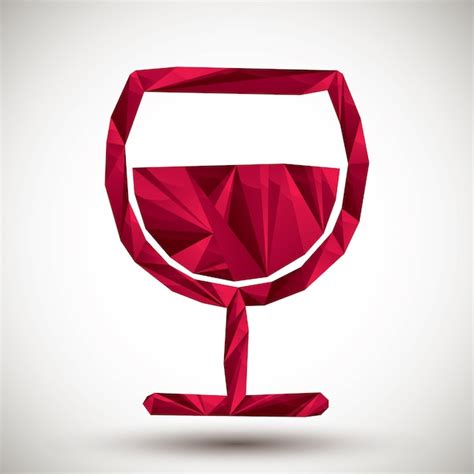 Icono geométrico de copa de vino tinto hecho en estilo moderno 3d
