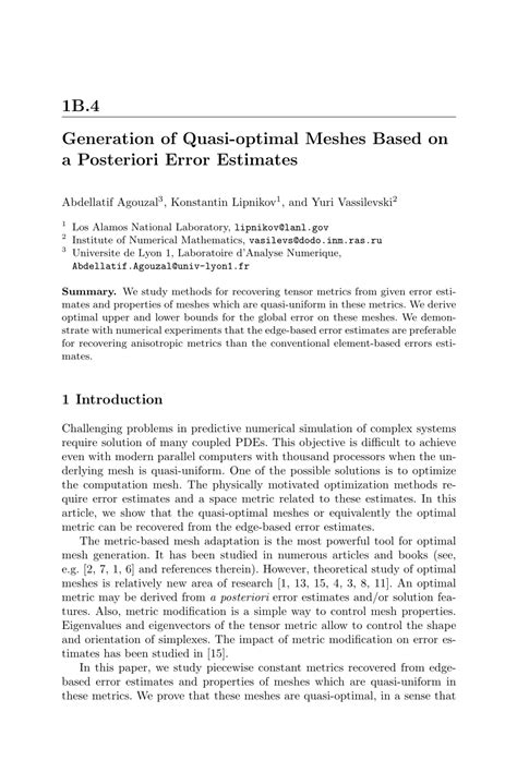 pdf generation of quasi optimal meshes based on a posteriori error estimates