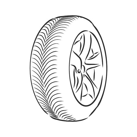 Ícone de desenho vetorial de roda de carro isolado no fundo Vetor Premium