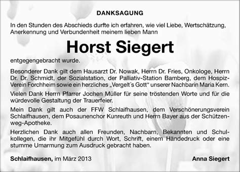 Traueranzeigen Von Horst Siegert Trauer Nn De