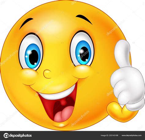 Happy Smiley Emoticon Giving Thumbs Stock Vector Image By Tigatelu