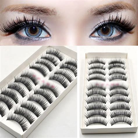 10 Pairs Set Long False Eyelashes Makeup Natural Fake Thick Black Eye