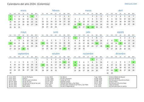 Colombia Calendario 2024 Festivos Feb Calendar 2024 PAITO WARNA