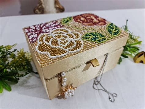 Handgemachte Perle Bunte Schmuck Box Make Up Box Etsy