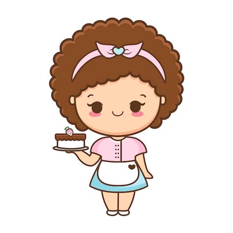 Ilustração de linda garota dos desenhos animados vetor premium Vetor